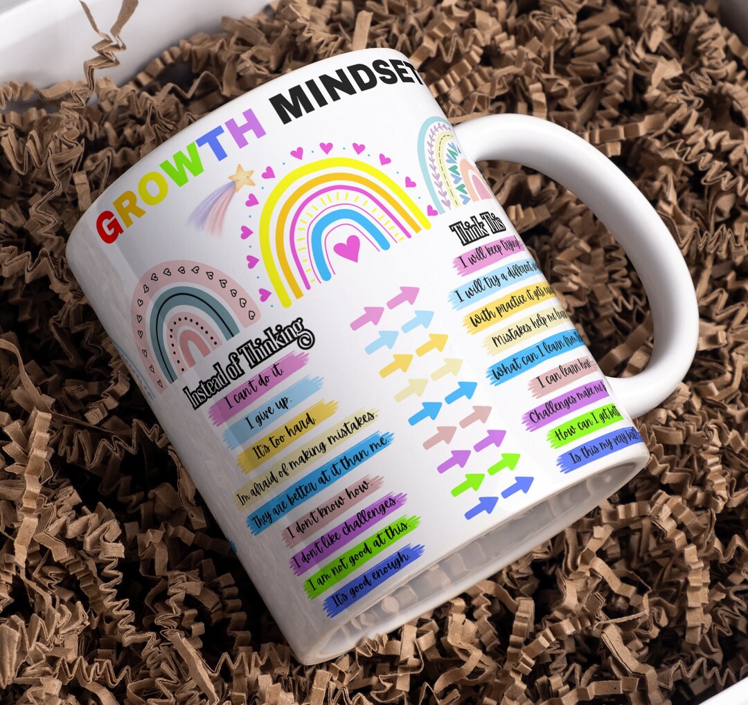 Growth Mindset Wrap Around Digital Mug Design, 11oz & 15oz, Sublimation ...