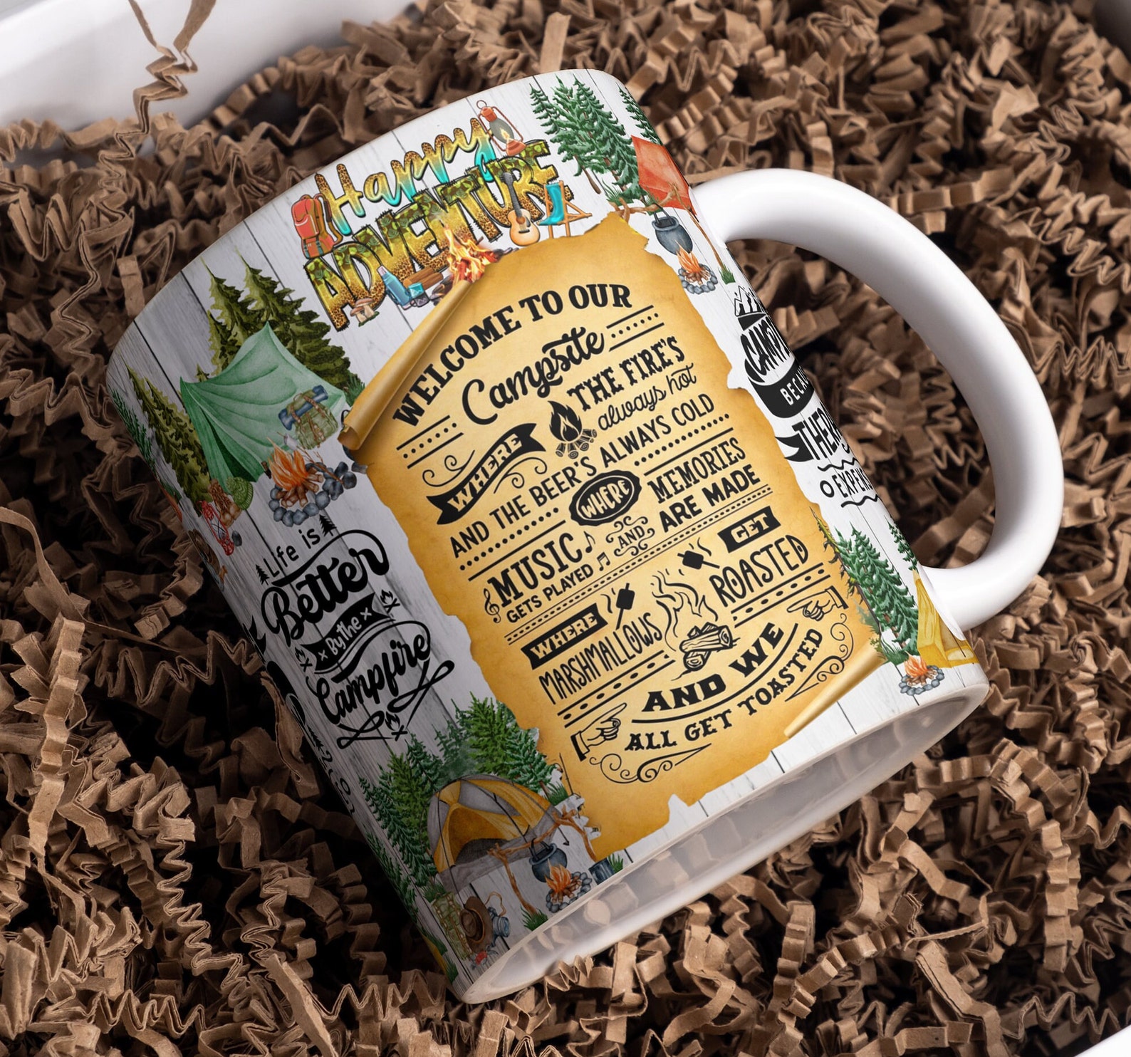 Camping Mug Sublimation Digital Designs, Camping Affirmation Mug Wraps ...