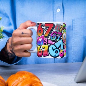 Number 67, Six Seven, Aesthetic Wrap Around Digital Cup Designs, 11oz ...