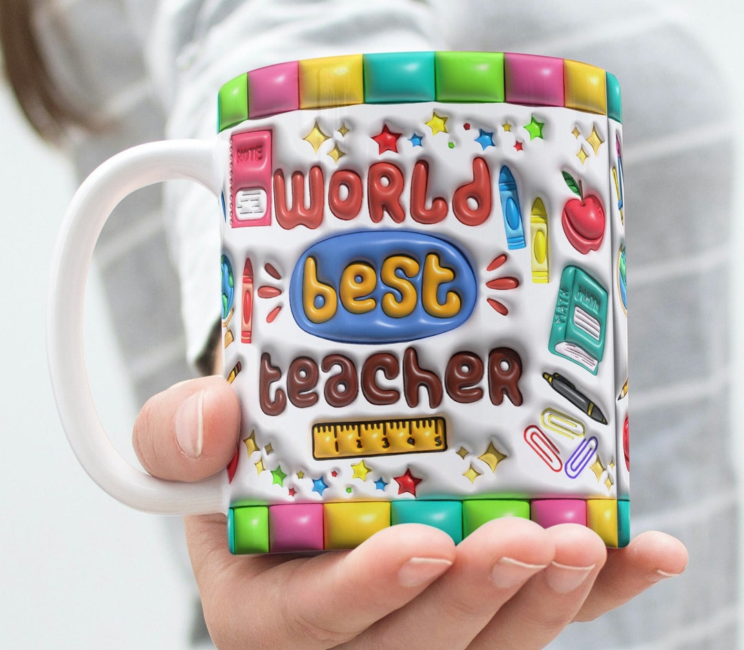 World Best Teacher, Teacher Mug, Teacher Life Mug Wrap Around Mug ...