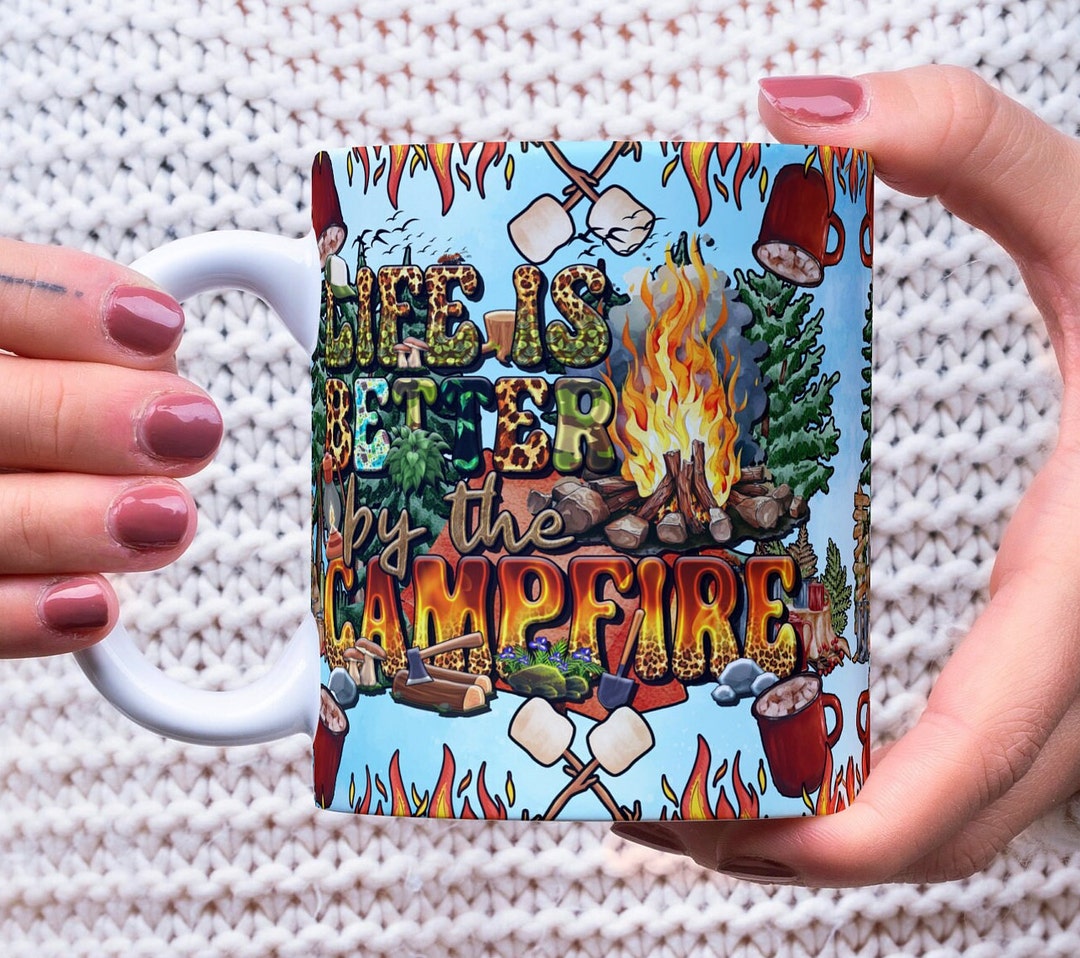 Camping Mug Sublimation Digital Designs, Camp Affirmation Mug Wraps ...