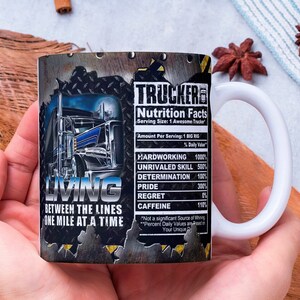 Trucker Mug Sublimation PNG Digital Designs, Truck Driver Mug Wraps ...