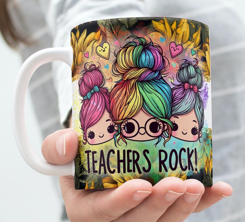 Teachers Rock Mug Digital Design Mug Wrap Around Mug Template - Etsy