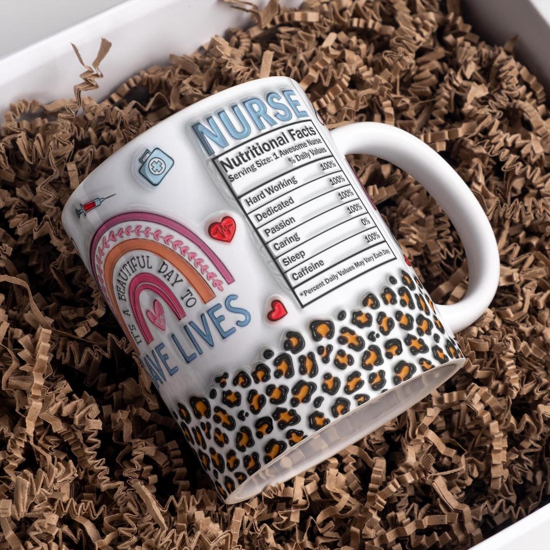Inflated Nurse Mug, 5 Sublimation Digital Designs, Nursing Mug Wrap ...