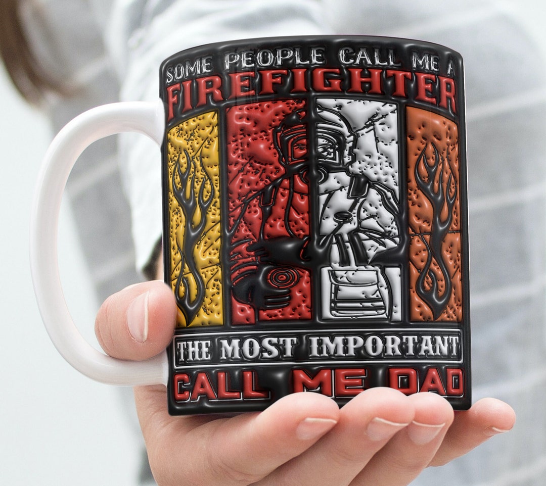 Firefighter Dad Mug Design: Wrap Around Sublimation (PNG Instant ...