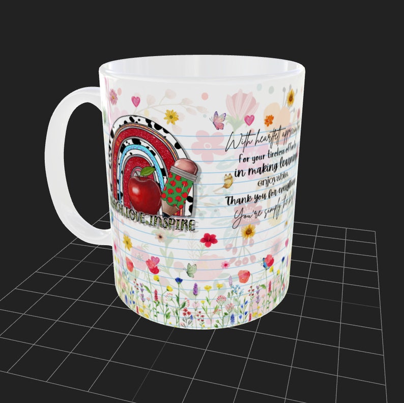 Diseño de sublimación para taza de agradecimiento al maestro: Envoltura ...