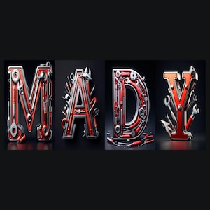 26 Alphabet, Mechanic Tools Letters A to Z, Individual Letters ...