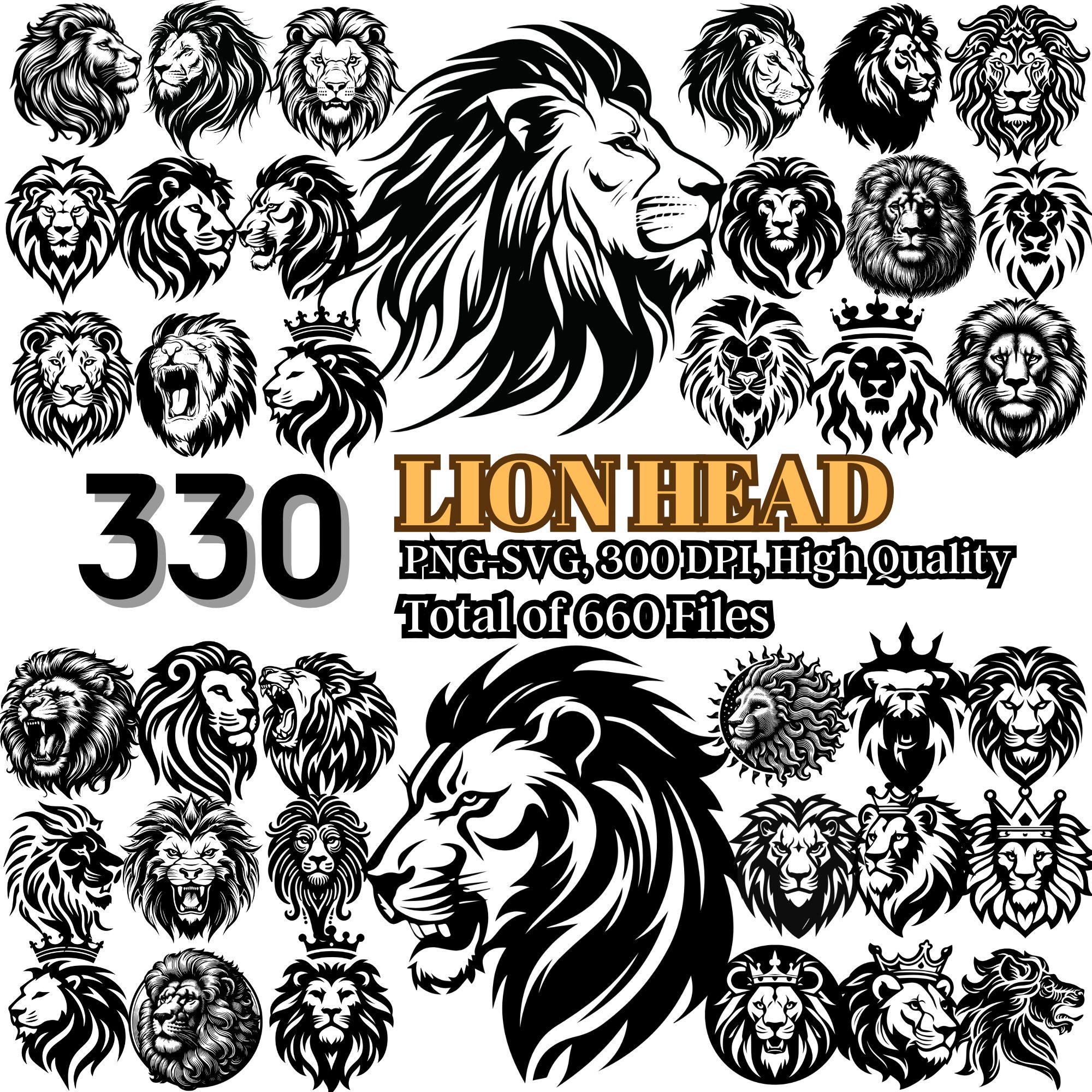 Lion Head Tattoo Designs: 330 PNG SVG Bundle (digital Download) - Etsy