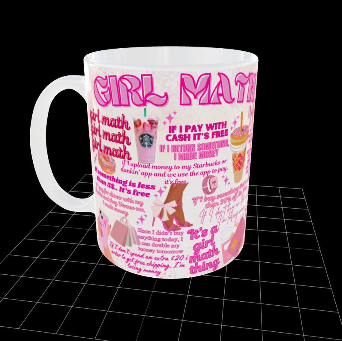 Girl Math Affirmations Mug Sublimation Digital Designs, Affirmation Cup ...