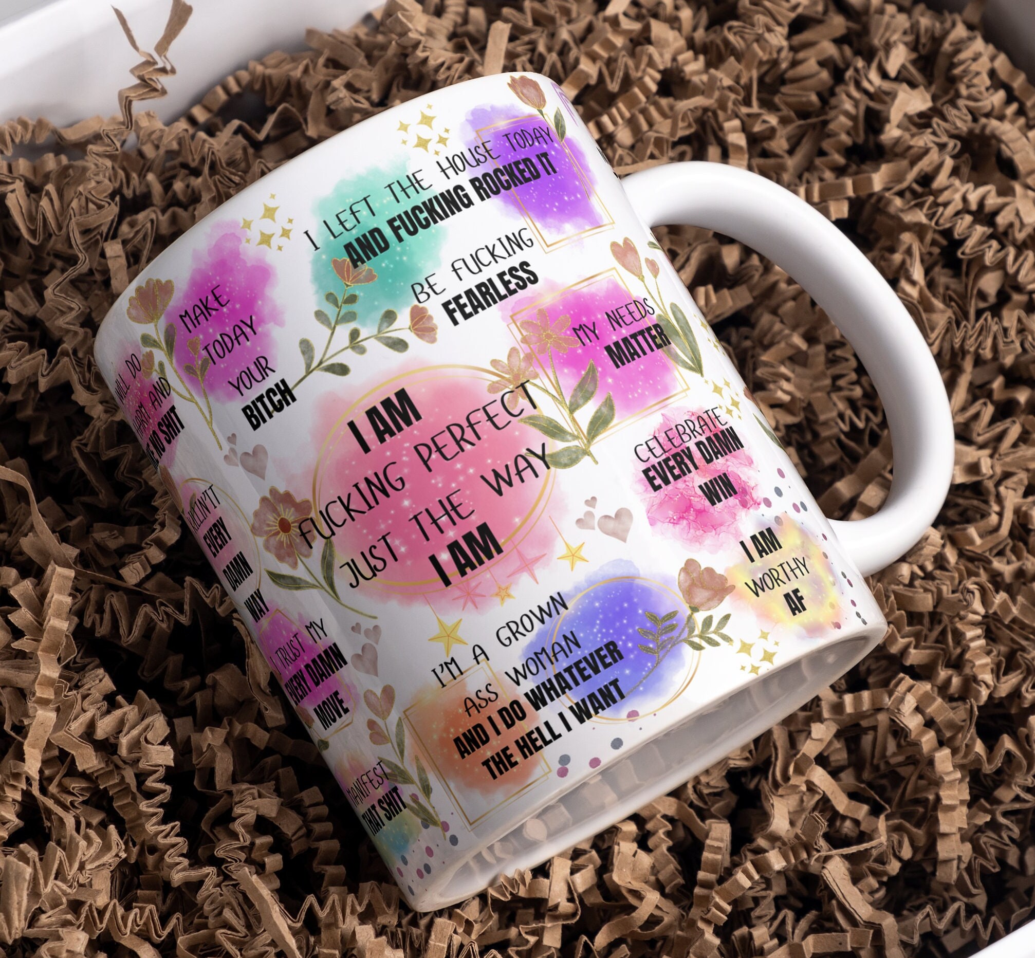 Swear Affirmation Cup Wrap Around Digital Mug Designs, Affirmation Mug ...