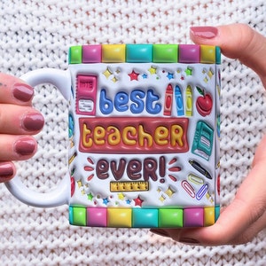 Best Teacher Cup Wrap Around Mug Design 15oz, 11oz, Teaching Gift ...