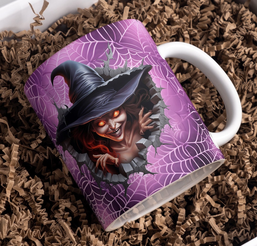 Scary Witch Mug Sublimation Digital Designs, Creepy Witch Mug Wrap ...