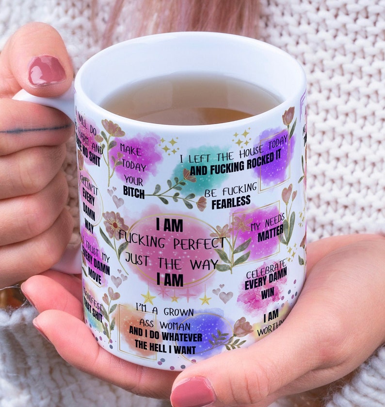 Swear Affirmation Cup Wrap Around Digital Mug Designs, Affirmation Mug ...