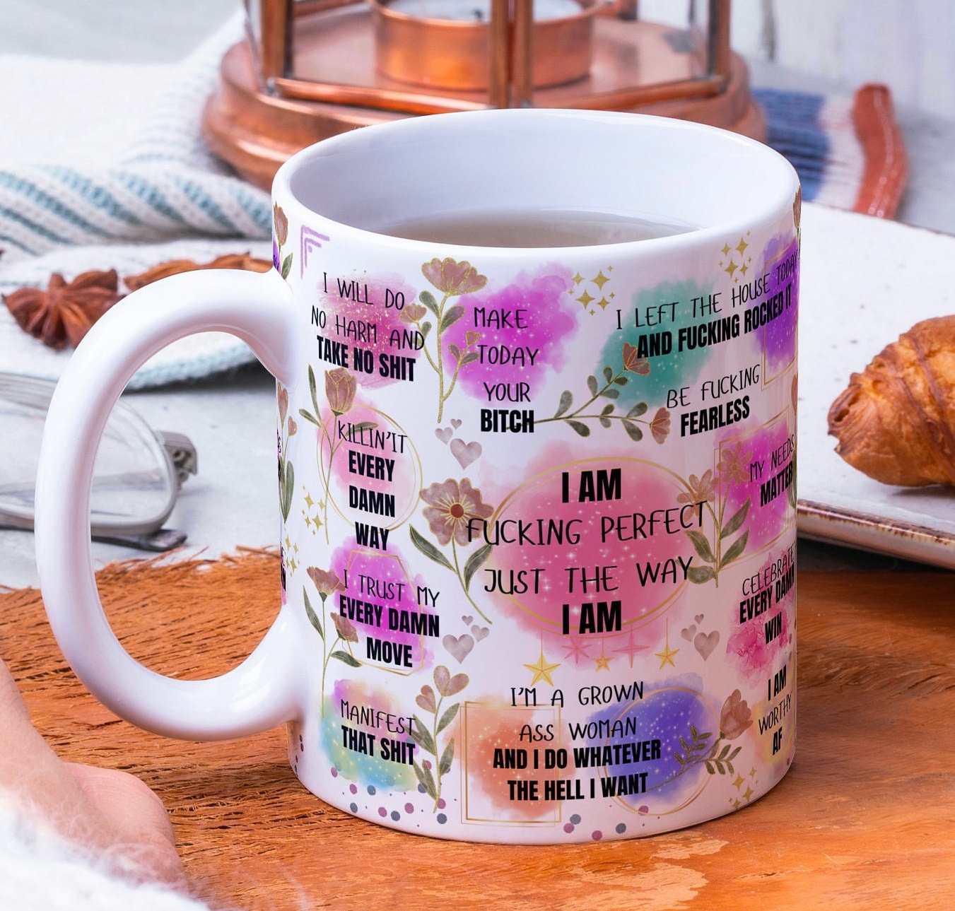 Swear Affirmation Cup Wrap Around Digital Mug Designs, Affirmation Mug ...