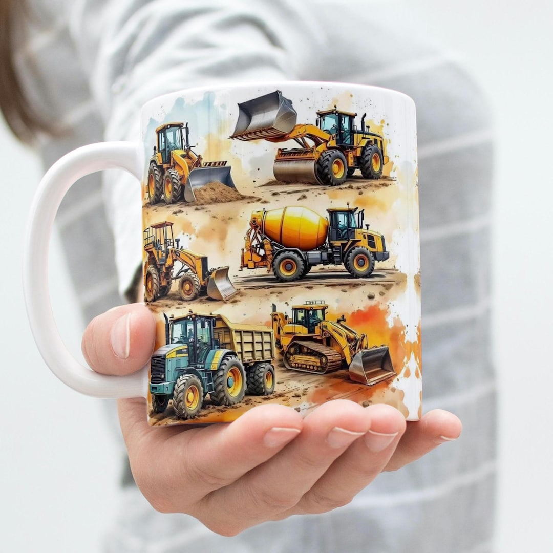 Truck Driver Cup, Heavy Equipment Driver Wrap Around Digital Mug Design ...