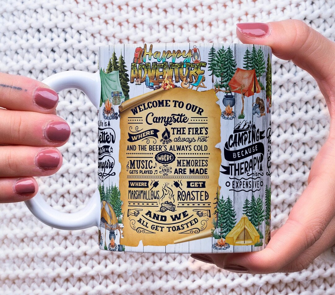Camping Mug Sublimation Digital Designs, Camping Affirmation Mug Wraps ...