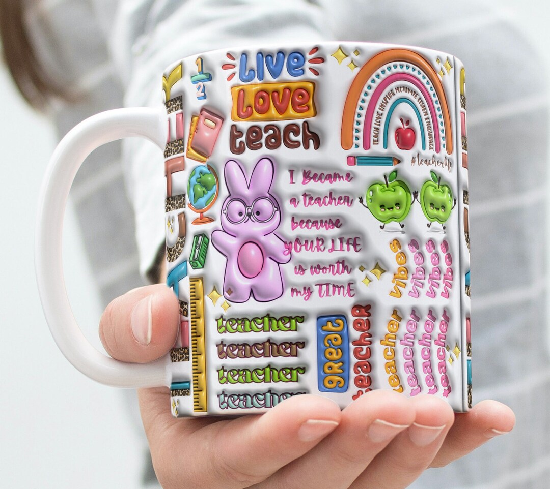 Live Love Teach Mug, Teacher's Mug Digital Design 15oz & 11oz, Gift for ...