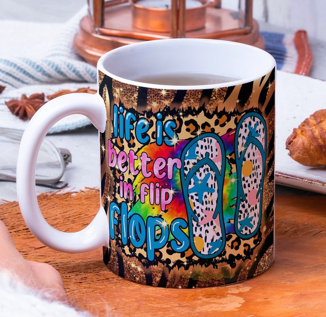 Beach Mugs, Flip Tops, Life is Better at the Beach Wrap Around Mug ...