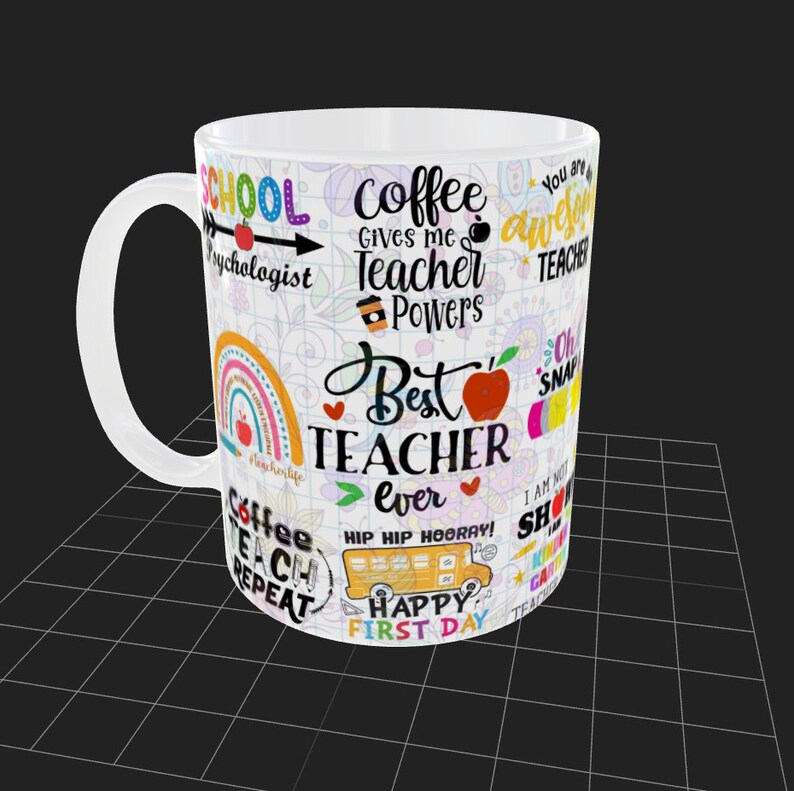 Teacher Mug Sublimation Digital Designs, Teacher Affirmation Mug Wraps ...
