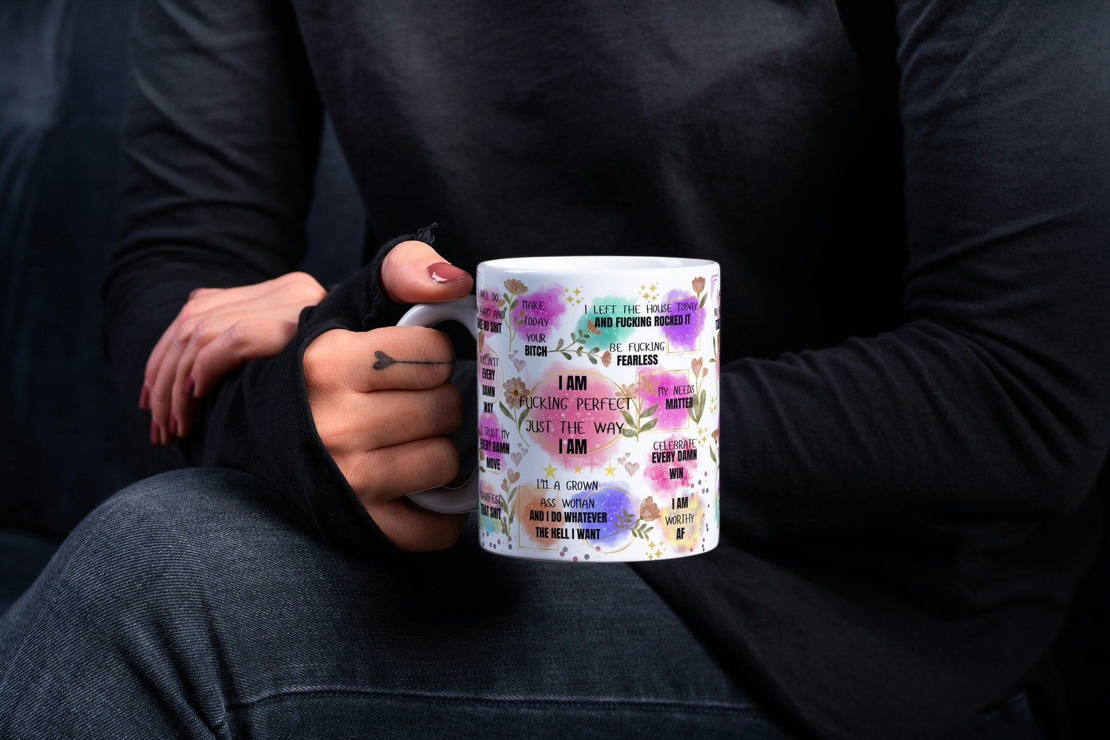 Swear Affirmation Cup Wrap Around Digital Mug Designs, Affirmation Mug ...