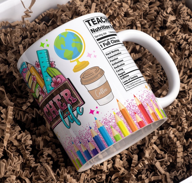 Teacher Nutrition Facts Mug Sublimation Design (digital Download) - Etsy