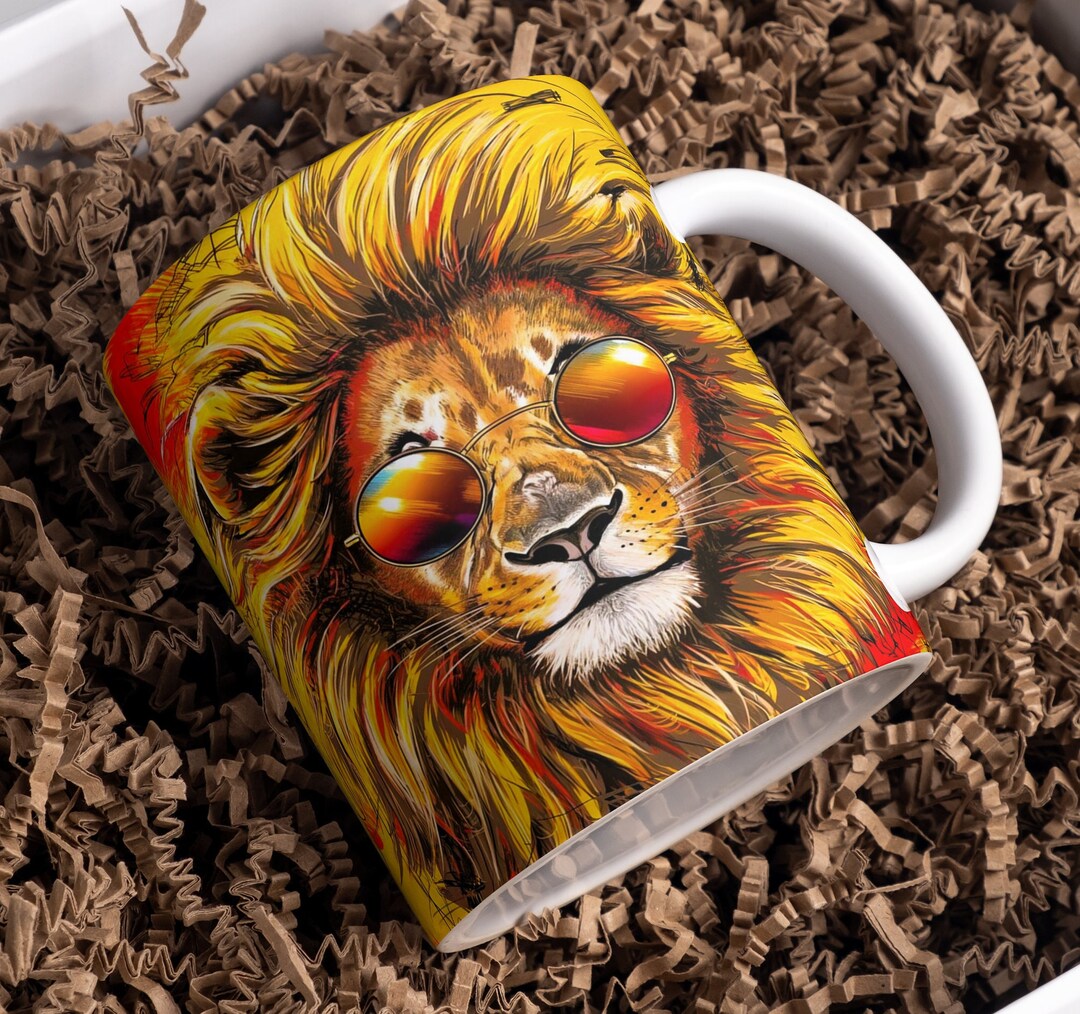 Cool Lions, 8 Designs, Cool Mugs, Lion Mugs Wrap Around Mug Templates ...