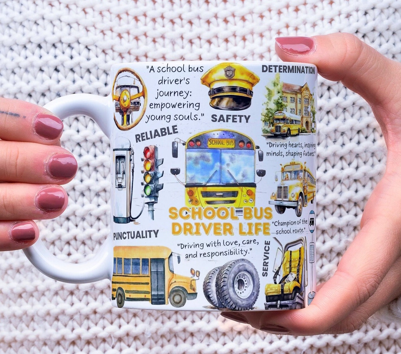 School Bus Driver Cup Wrap Around Digital Mug Design, 15oz & 11oz, Gift ...
