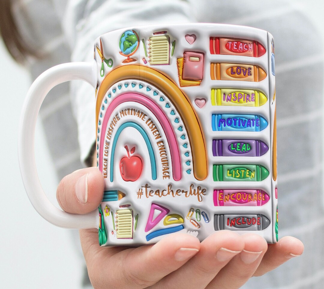 Teach Love Inspire Motivate Mug, Digital Design, 15oz & 11oz, Coffee ...