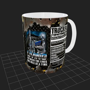 Trucker Mug Sublimation PNG Digital Designs, Truck Driver Mug Wraps ...