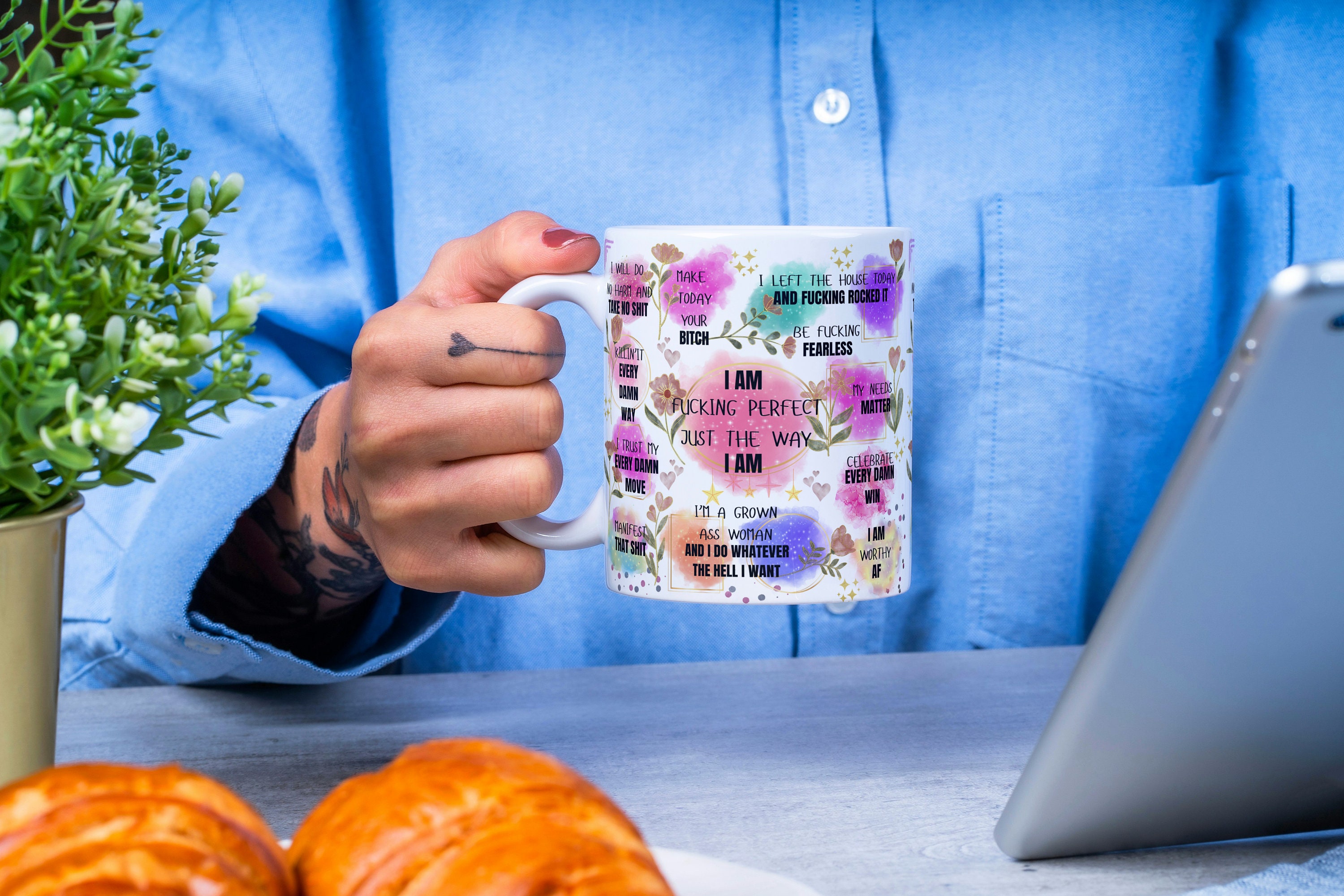 Swear Affirmation Cup Wrap Around Digital Mug Designs, Affirmation Mug ...