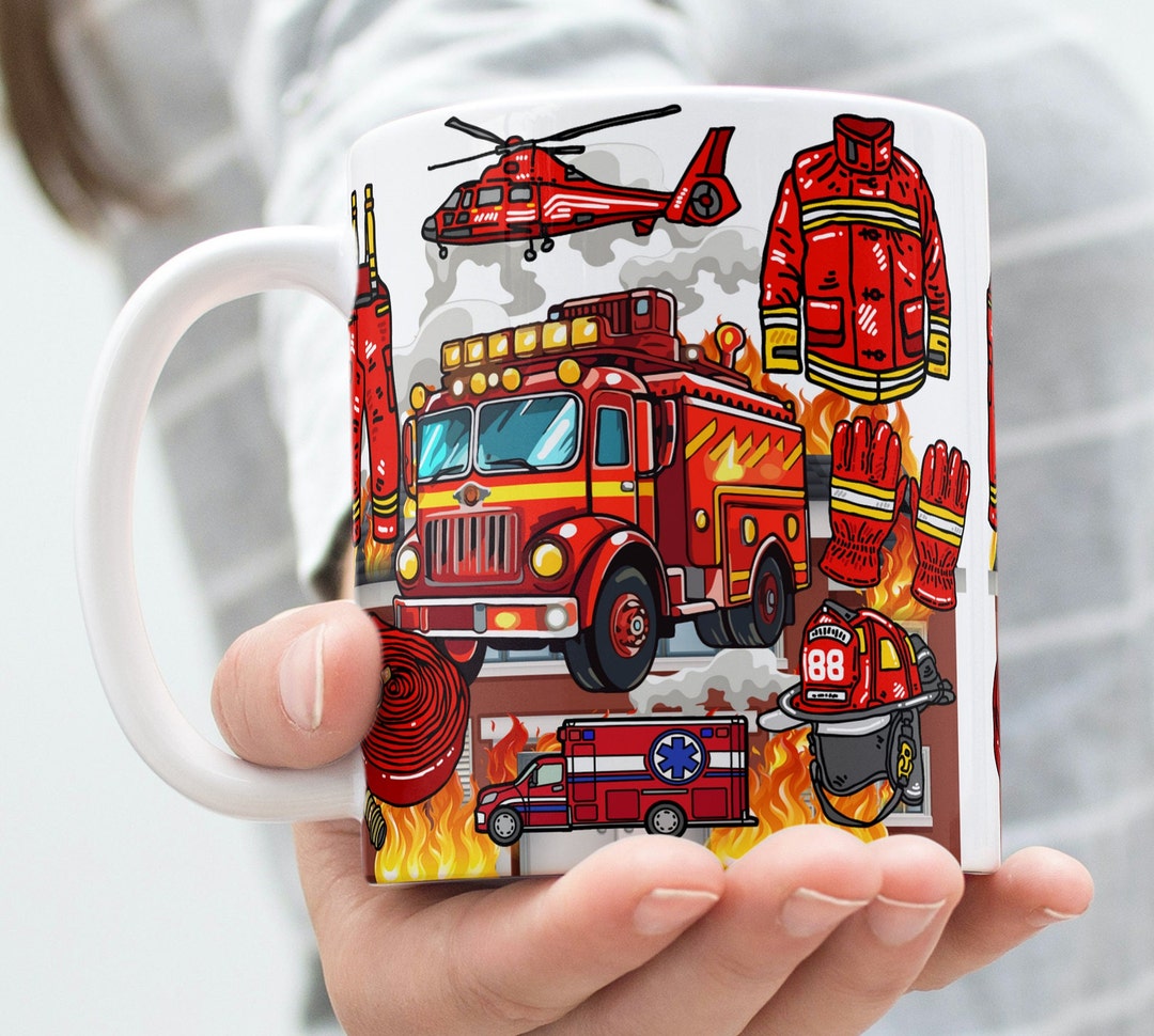Firefighter Mug, Rescue and Emergency Mug Wrap Around Mug Template 11oz ...