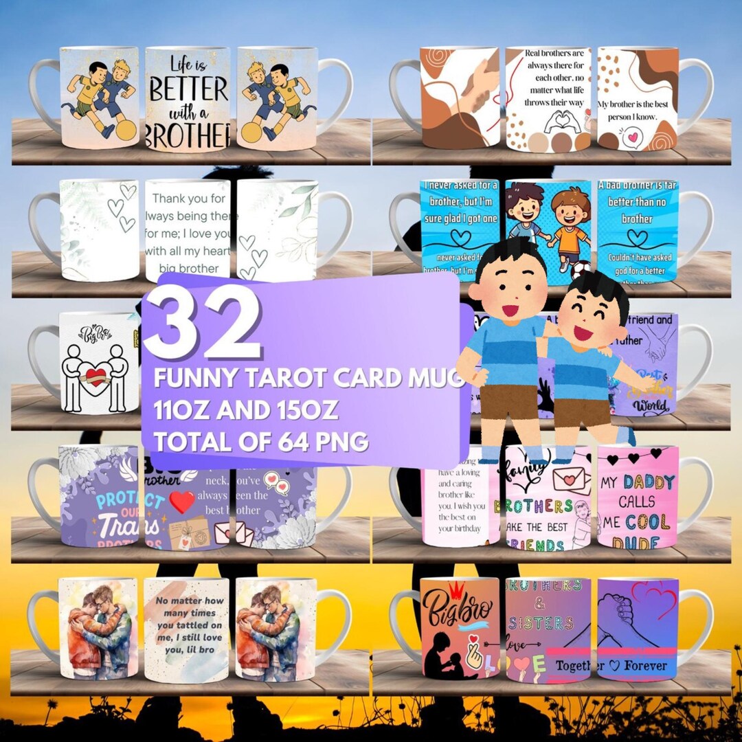 32 Brother Cup Sublimation PNG, Digital Mug Designs, Friends Forever ...