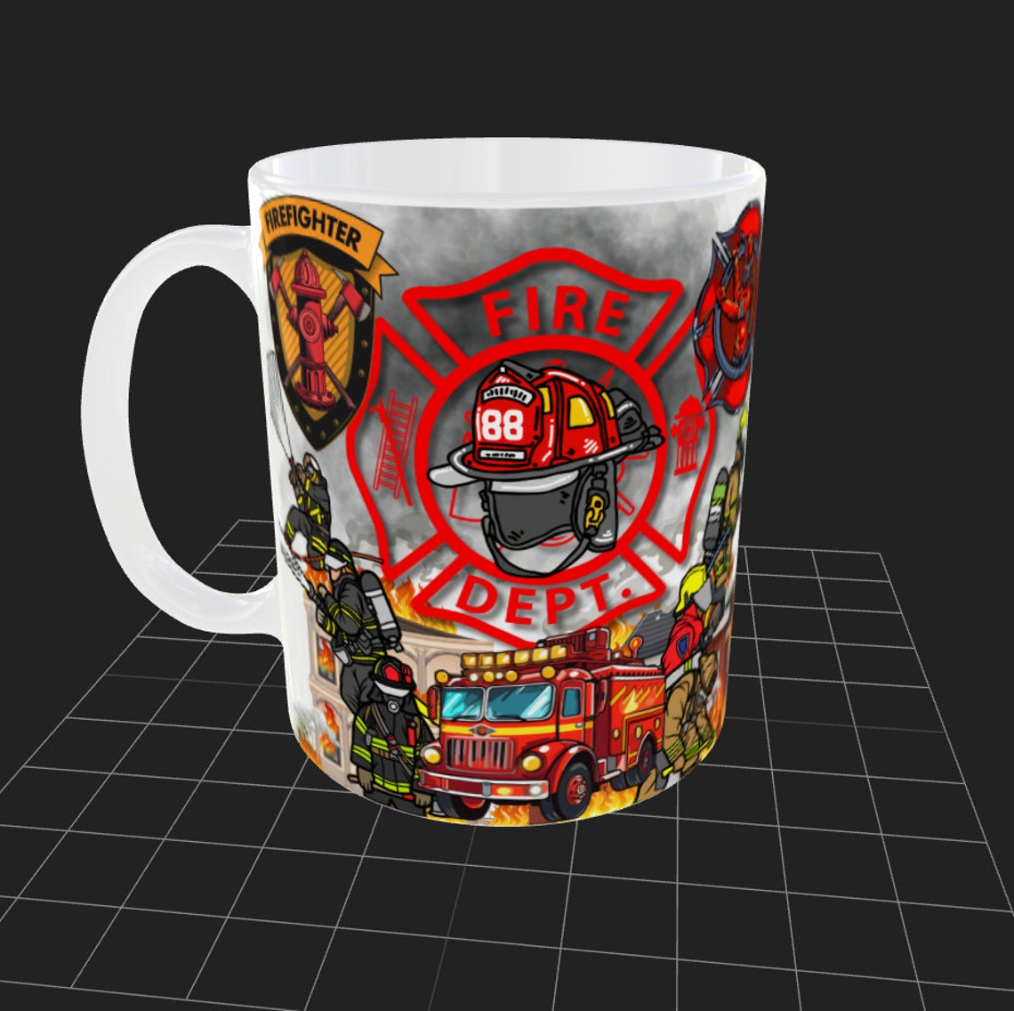 Firefighter Mug Wrap Template: Courage, Rescue, Honor (digital Download ...