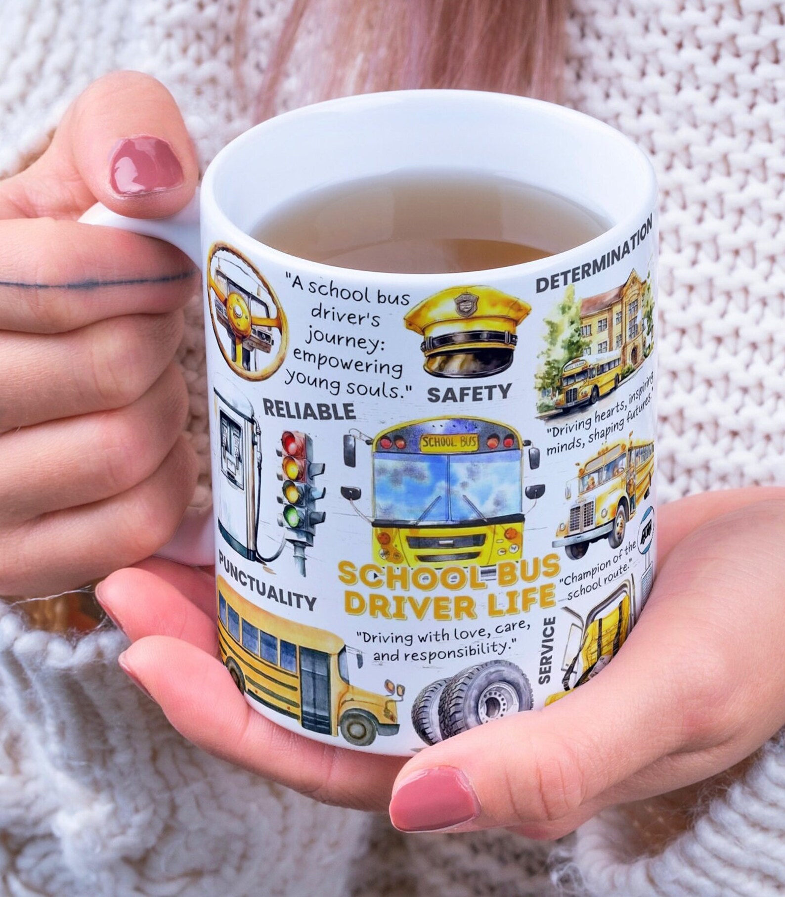 School Bus Driver Cup Wrap Around Digital Mug Design, 15oz & 11oz, Gift ...
