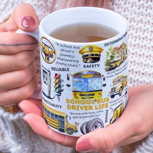 School Bus Driver Cup Wrap Around Digital Mug Design, 15oz & 11oz, Gift ...