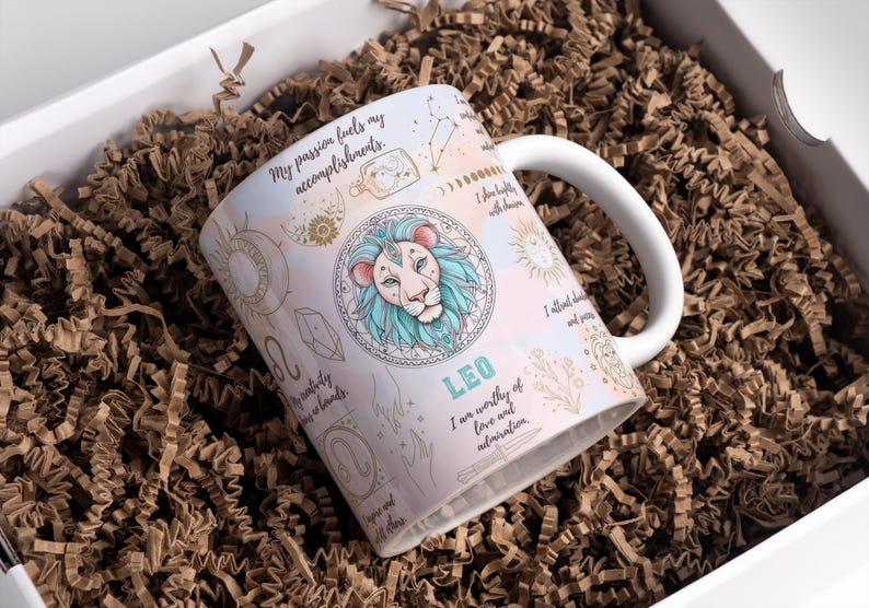 12 Zodiac Sign Cup, Constellation Wrap Around Digital Mug Design, 15oz ...