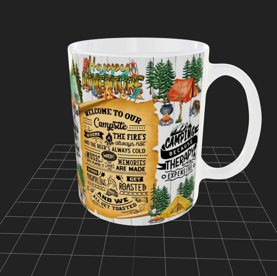 Camping Mug Sublimation Digital Designs, Camping Affirmation Mug Wraps ...