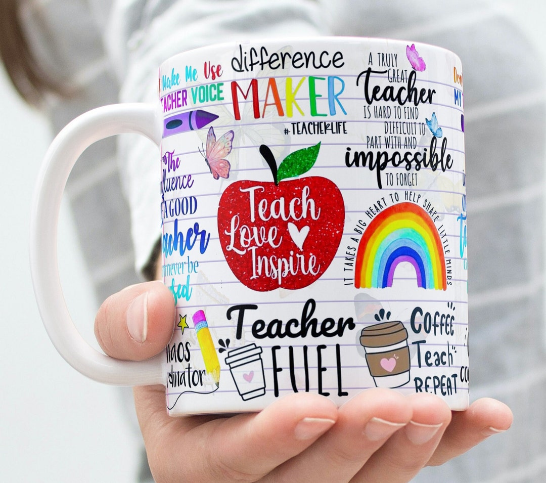 Enseña, ama e inspira, 5 diseños de tazas digitales de sublimación, 325 ...