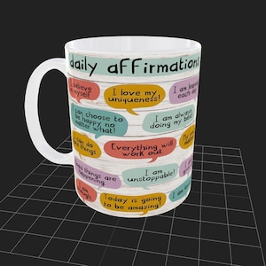 Daily Affirmation Mug Sublimation PNG, Digital Mug Design, Affirmation ...