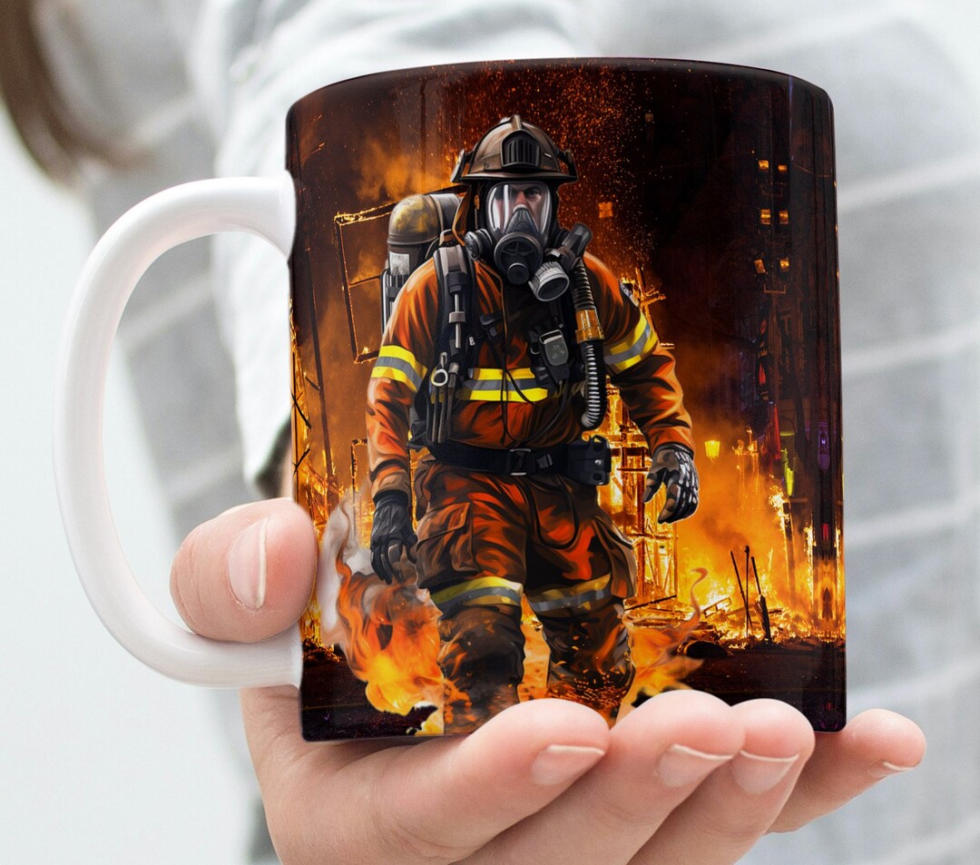 Firefighter Mug Sublimation PNG Digital Designs, Fire and Rescue Team ...