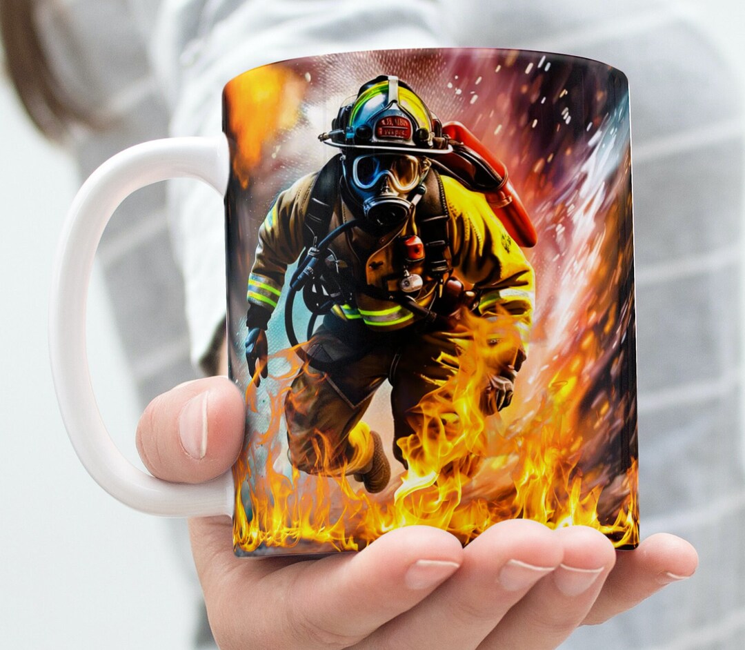 Firefighter to the Rescue Mug Wrap Around Mug Template 11oz & 15oz ...
