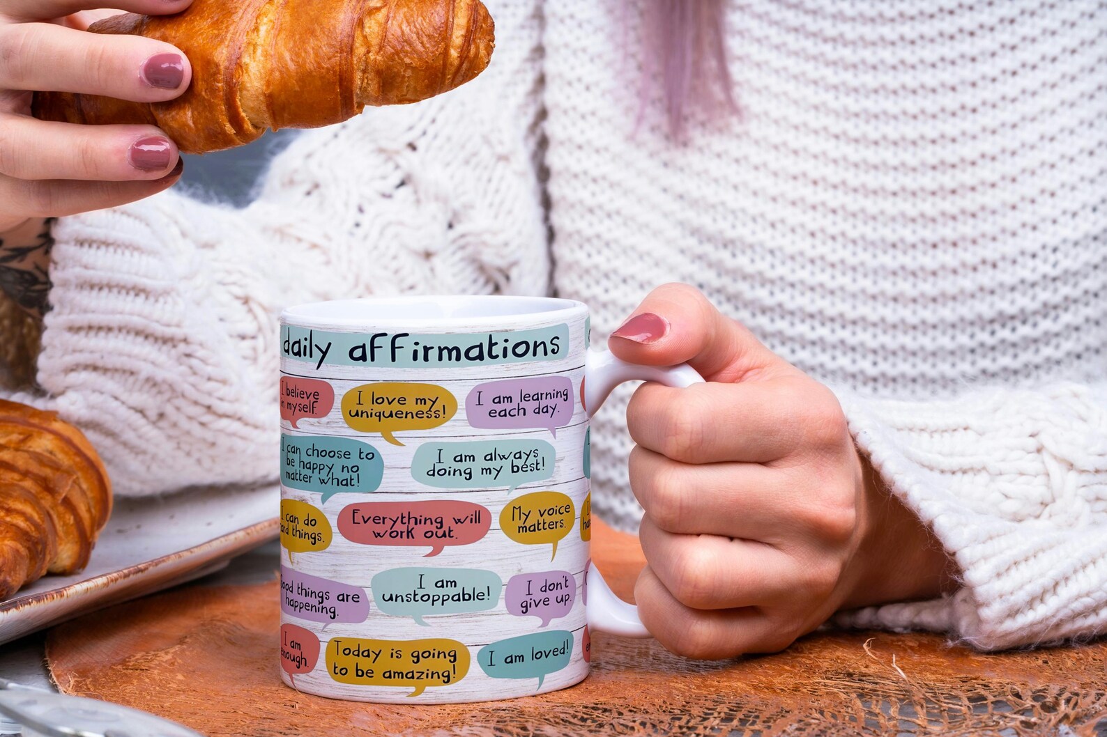 Daily Affirmation Mug Sublimation PNG, Digital Mug Design, Affirmation ...