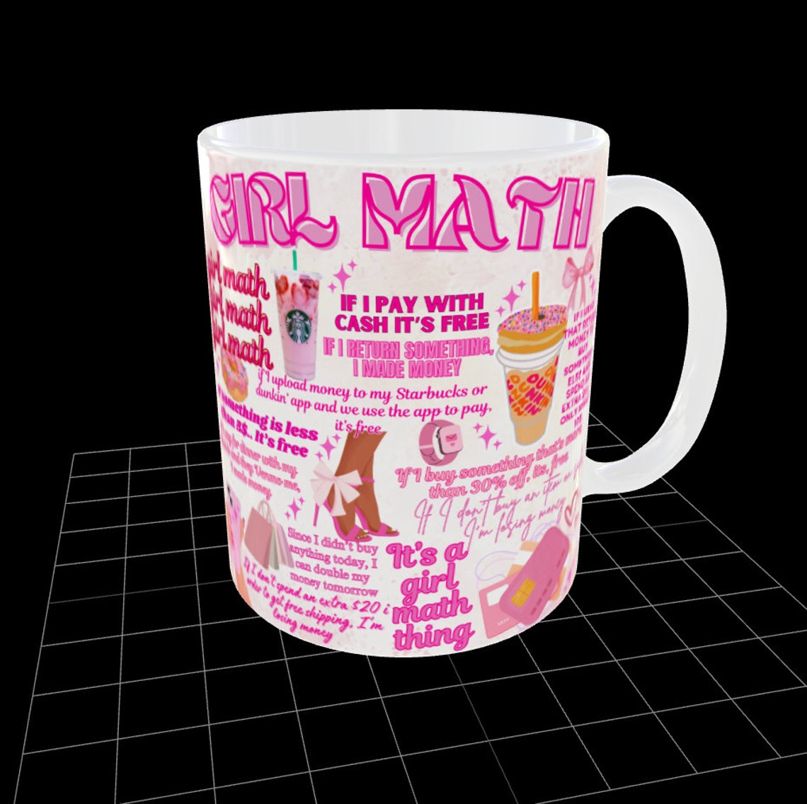 Girl Math Affirmations Mug Sublimation Digital Designs, Affirmation Cup ...