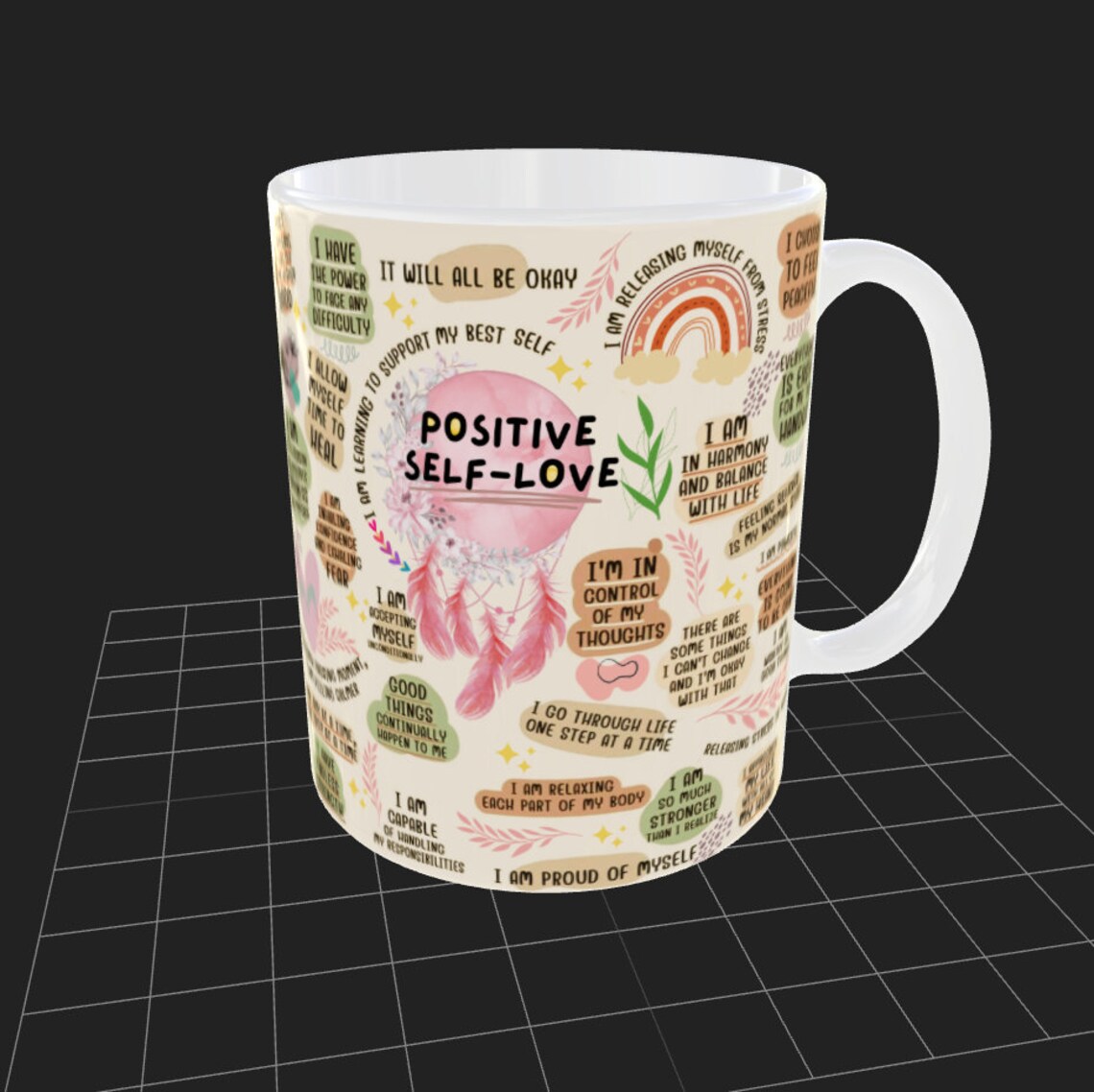 Positive Self-love Mug Sublimation Digital Designs, Affirmation Mug ...