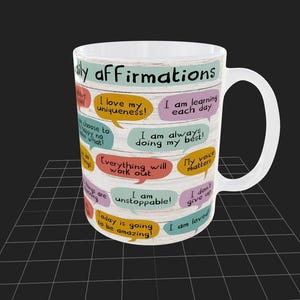 Daily Affirmation Mug Sublimation PNG, Digital Mug Design, Affirmation ...