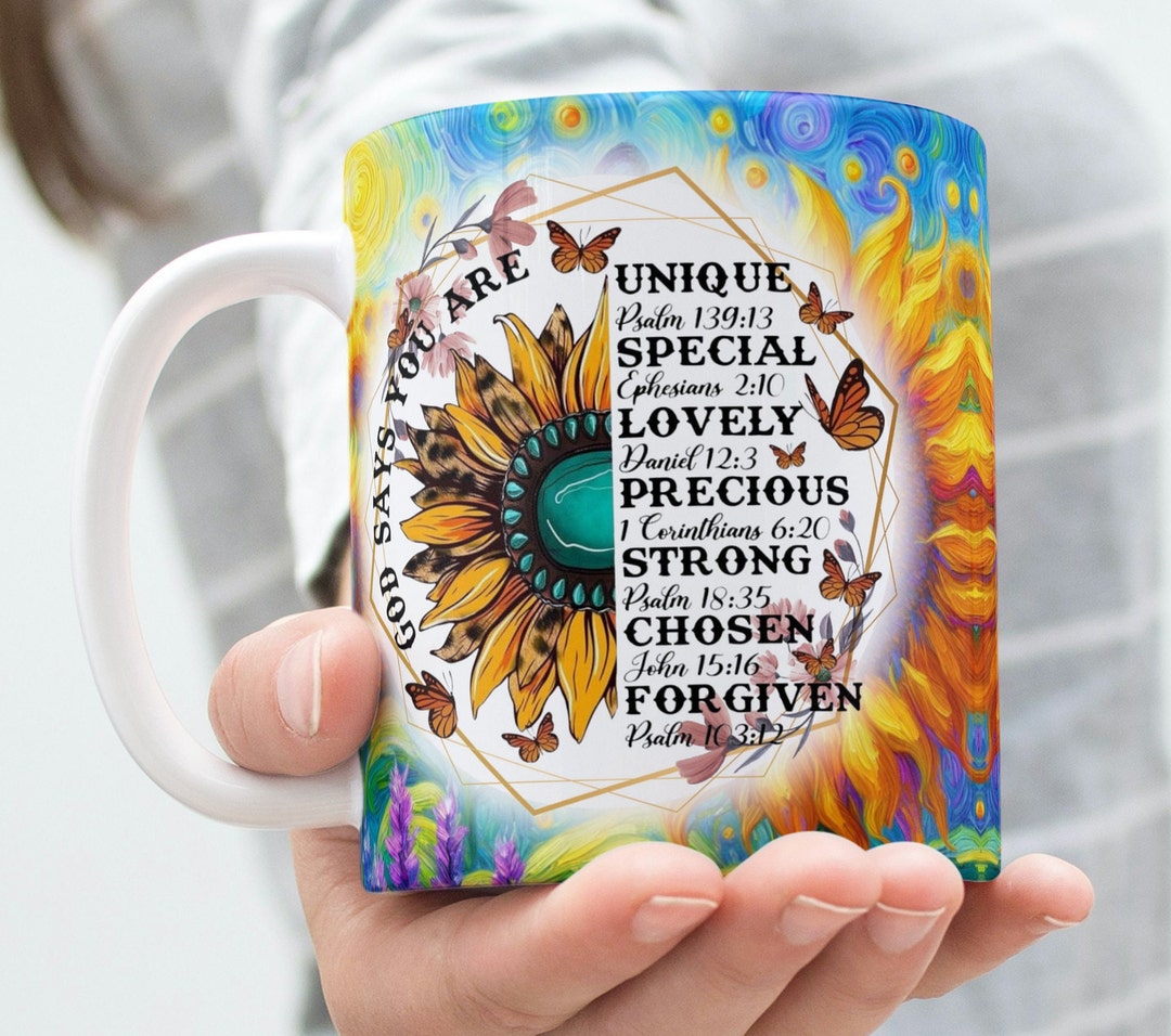 God Says You Are, Bible Quotes Mug, Prayer Mug Wrap Around Mug Design ...