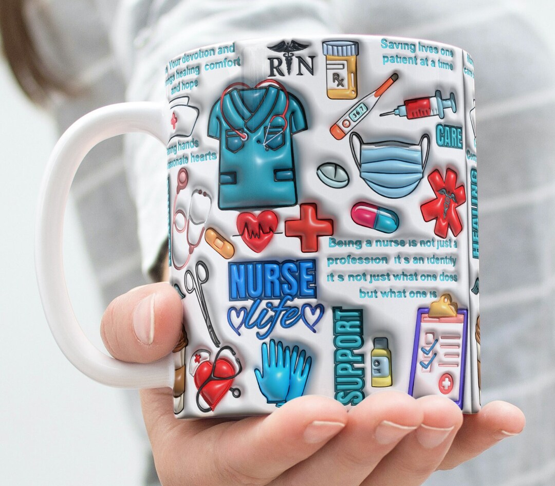 Nurse Mug Sublimation Digital Designs, Love and Support Mug Wraps, 11oz ...