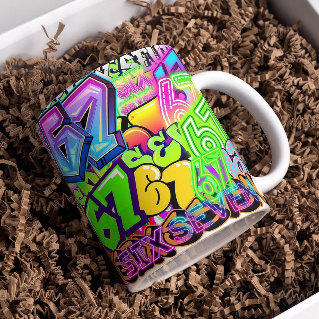 Graffiti Six Seven, 67 Number Wrap Around Digital Cup Designs, 11oz ...