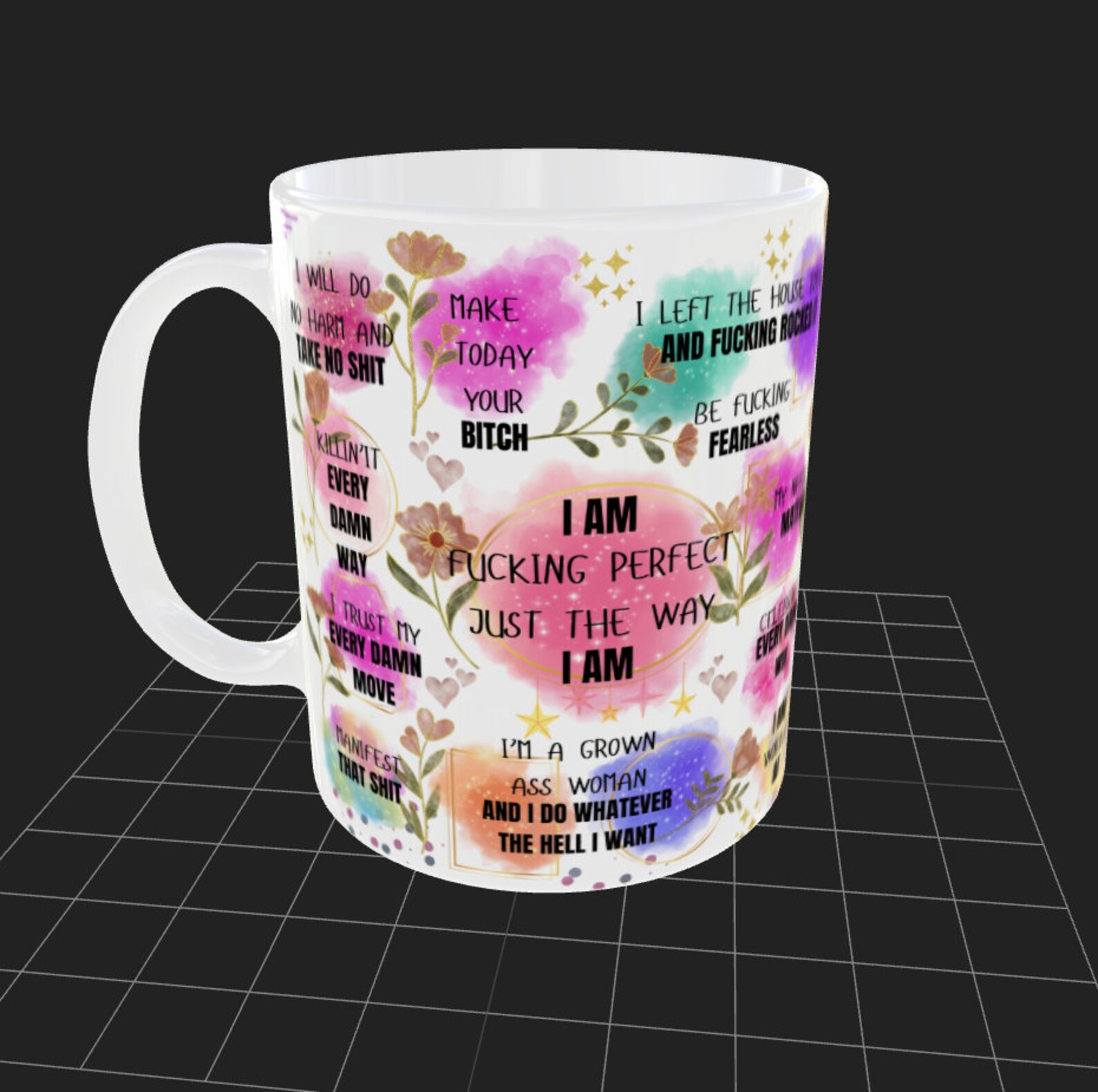 Swear Affirmation Cup Wrap Around Digital Mug Designs, Affirmation Mug ...