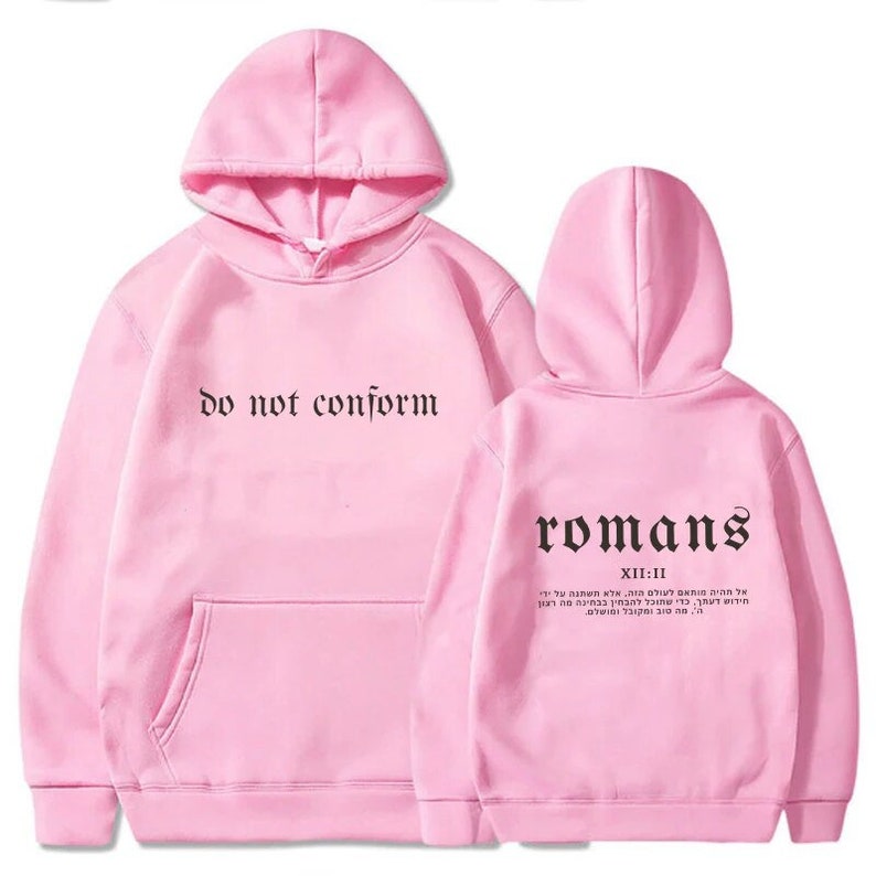 Christian Hoodie With Romans 12:2 Embroidery, Bible Verse Streetwear ...